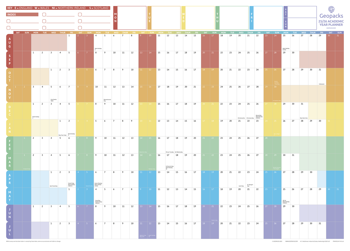 2025 /2026 Academic Year Wall Planner | Small & Giant planners – Butler ...