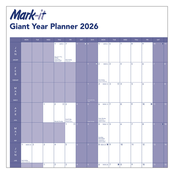GIANT 2026 YEARLY WALL PLANNER - MARK IT – Butler and Hill UK