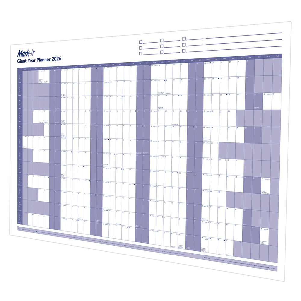 GIANT 2026 YEARLY WALL PLANNER - MARK IT – Butler and Hill UK