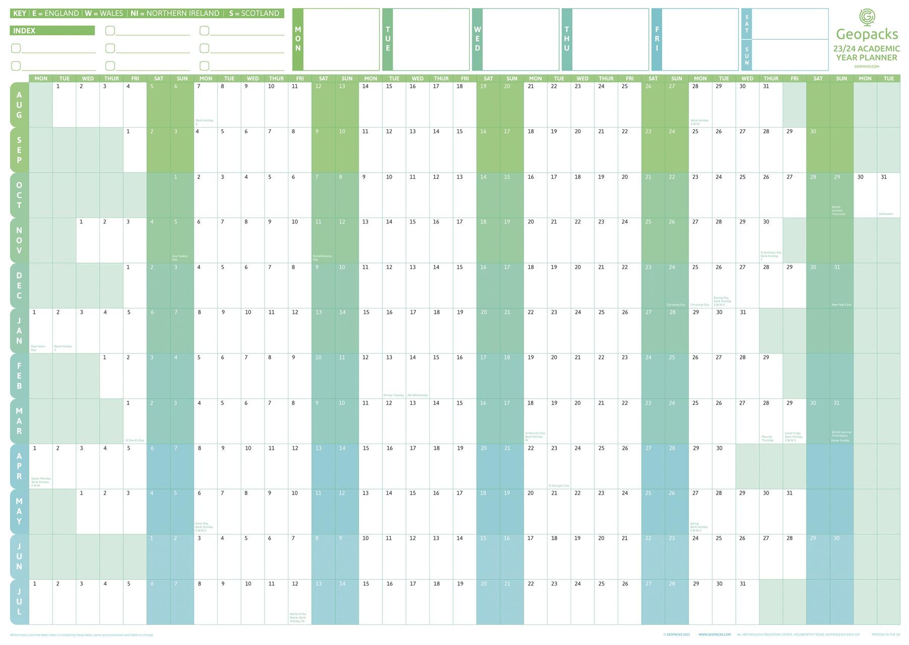Wall Planners – Butler and Hill UK
