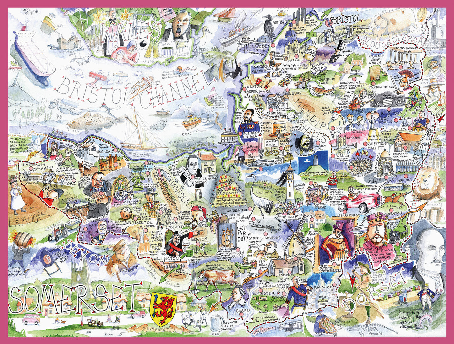 Map of Somerset - Tim Bulmer 1000 Piece Jigsaw Puzzle – Butler and Hill UK