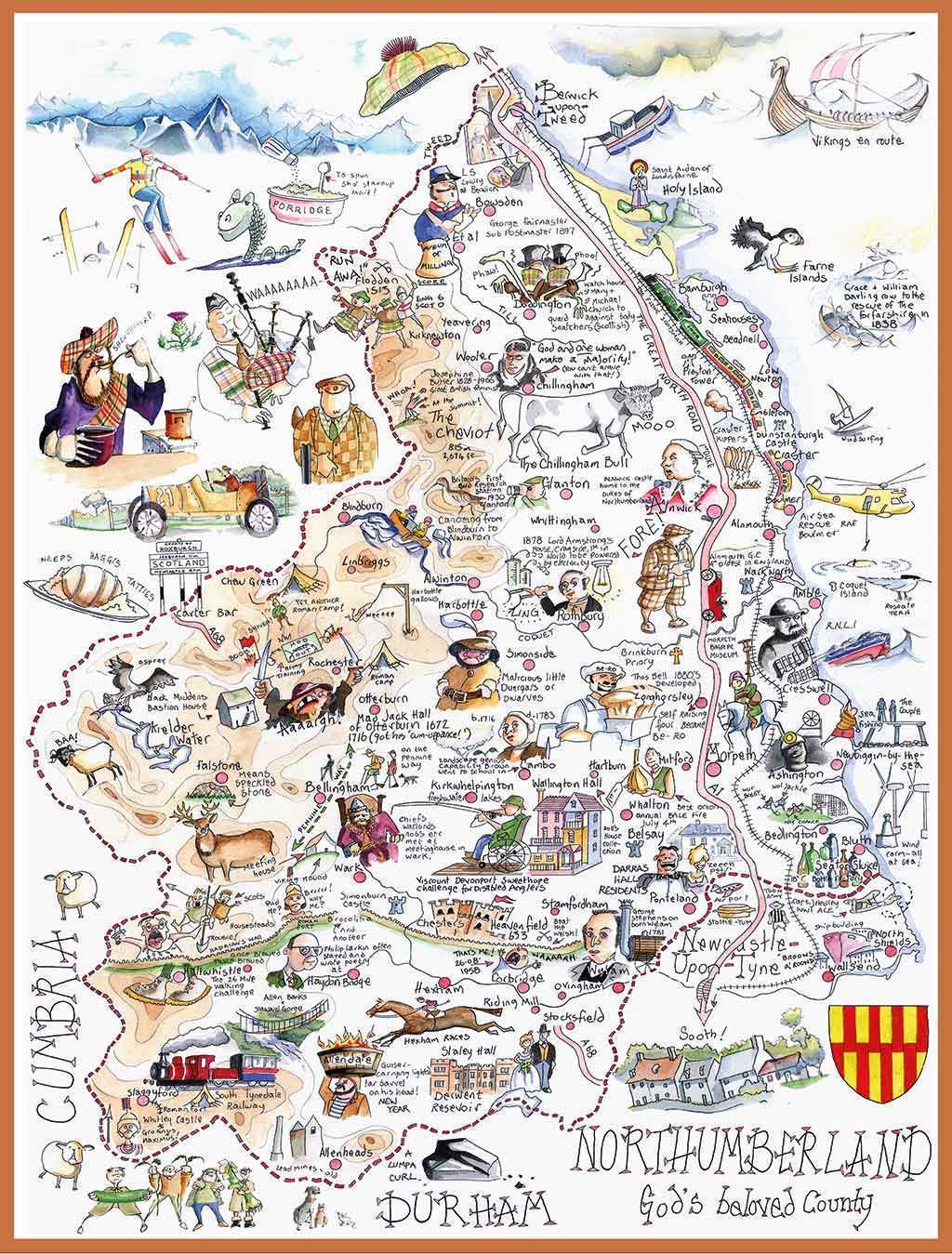 Map of Northumberland - Tim Bulmer 1000 Piece Jigsaw Puzzle – Butler ...