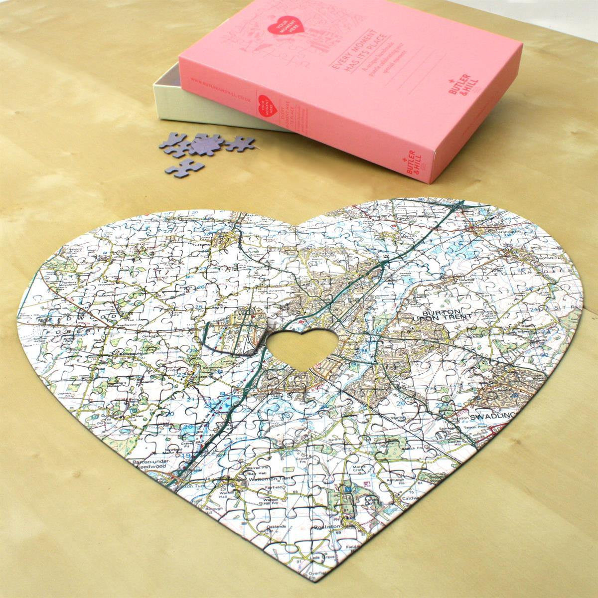 Hometown Heart-Shaped Map Jigsaw | Butler and Hill – Butler and Hill UK