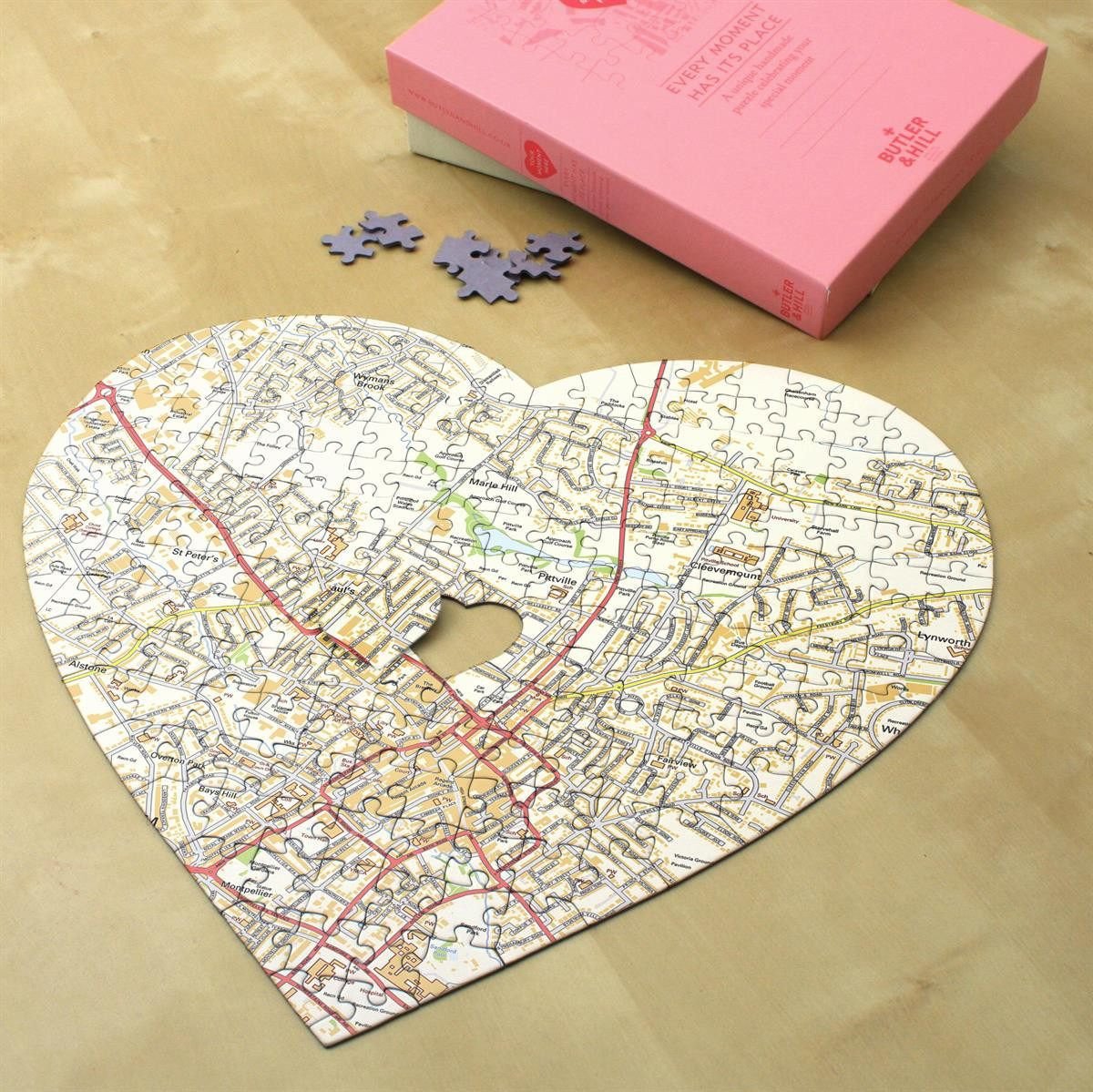 Hometown Heart-Shaped Map Jigsaw | Butler and Hill – Butler and Hill UK
